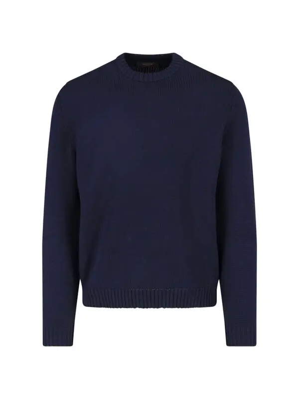 ZANONE 100% Virgin Wool Long-sleeve Polo - Blue