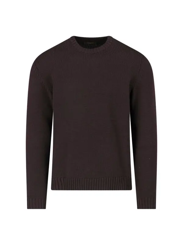 ZANONE 100% Virgin Wool Long-sleeve Polo - Brown