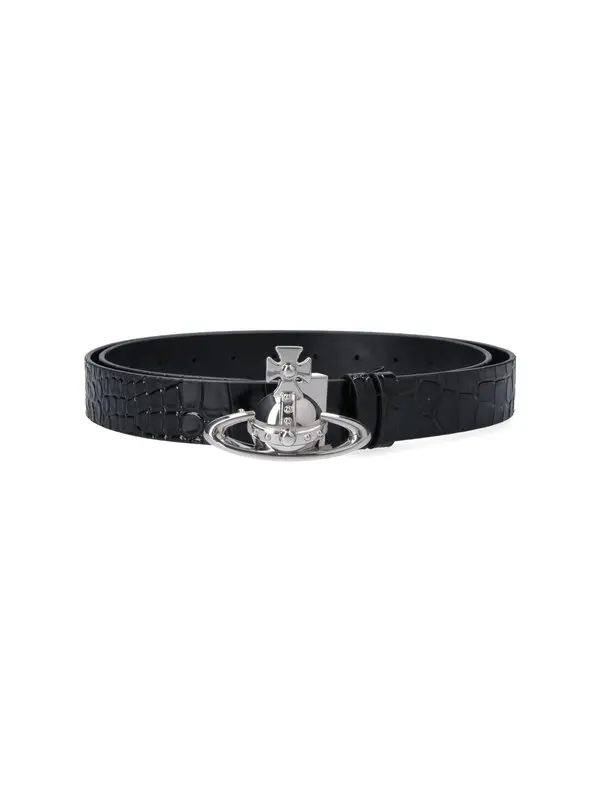 VIVIENNE WESTWOOD Leather Belt With Orb Buckle - Black