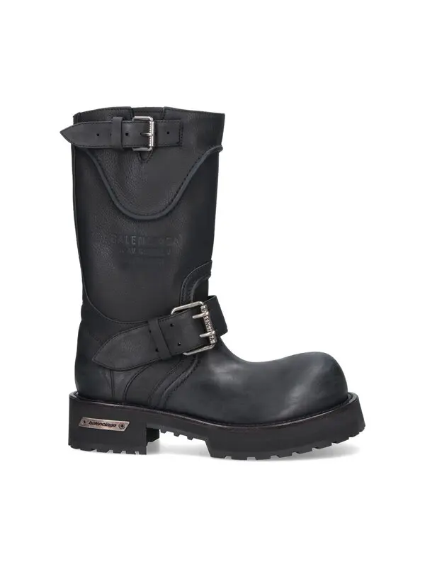 Balenciaga Inspired Calf Leather Boots For - Black