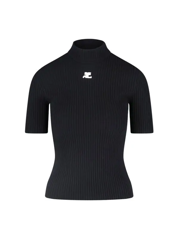 COURREGES Logo Knit Top Fall/winter 2025 - Black