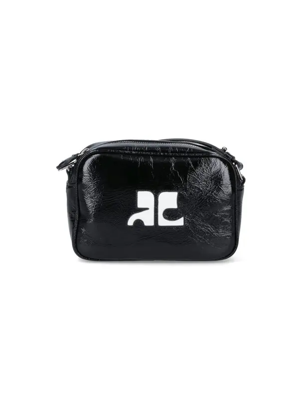 COURREGES Varnished Leather Crossbody Bag With Logo Detail