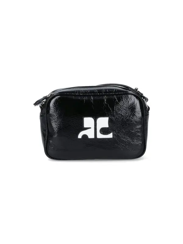 COURREGES Varnished Leather Crossbody Bag With Logo Detail