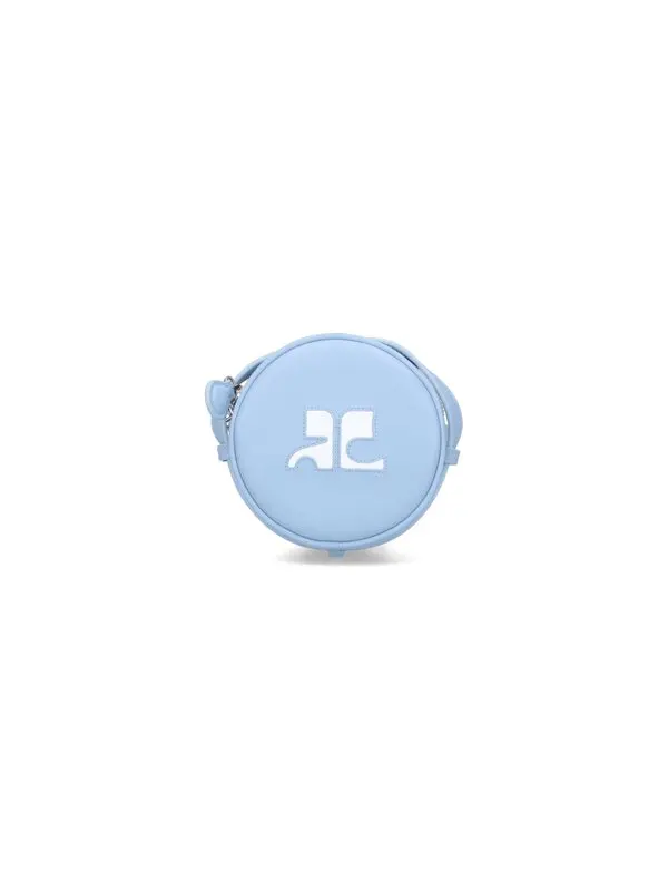 COURREGES Logo Leather Mini Crossbody Bag - Blue