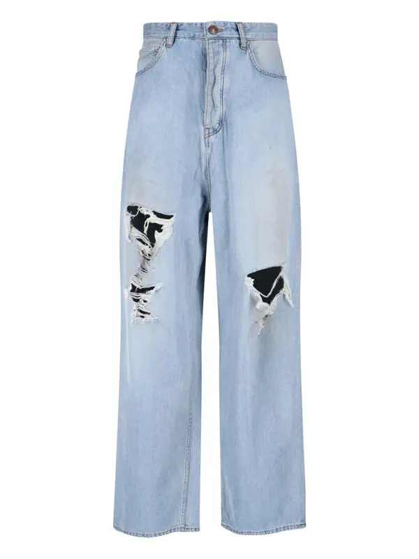 Balenciaga Distressed Wide-leg Jeans