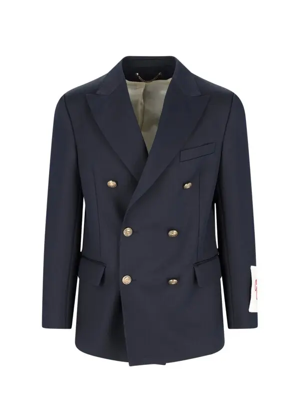 GOLDEN GOOSE Tailored Jacket With Gold Accents - Blue