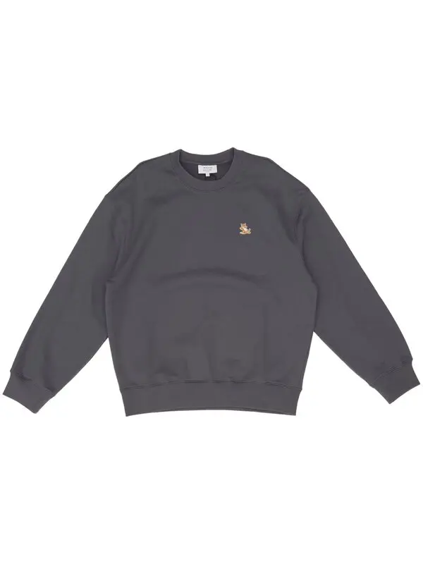 Maison Kitsuné 100% Wool Cardigan With Fox Applique - Grey