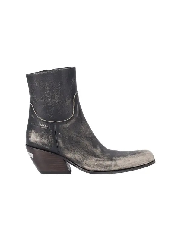 Balenciaga 100% Bull Leather Ankle Boots - Black