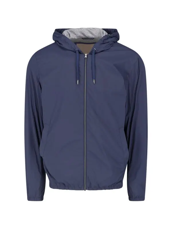 Herno Zip-up Hooded Stretch Polyamide Jacket - Blue