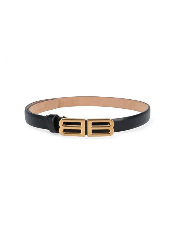 Balenciaga Logo Leather Belt - Black