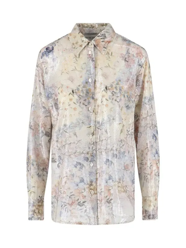 GOLDEN GOOSE Floral Print Shirt With Contrast Trim