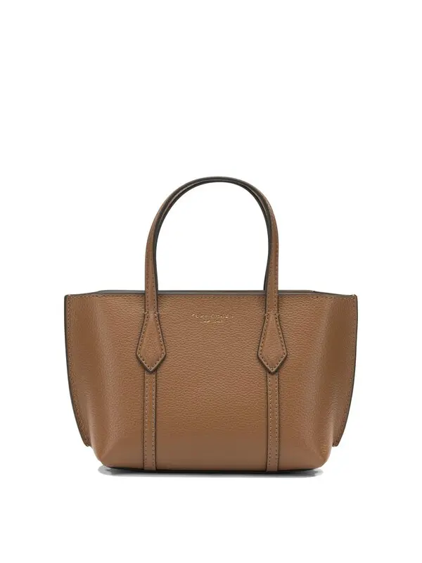 Tory Burch Leather Top Handle Tote Bag - Brown