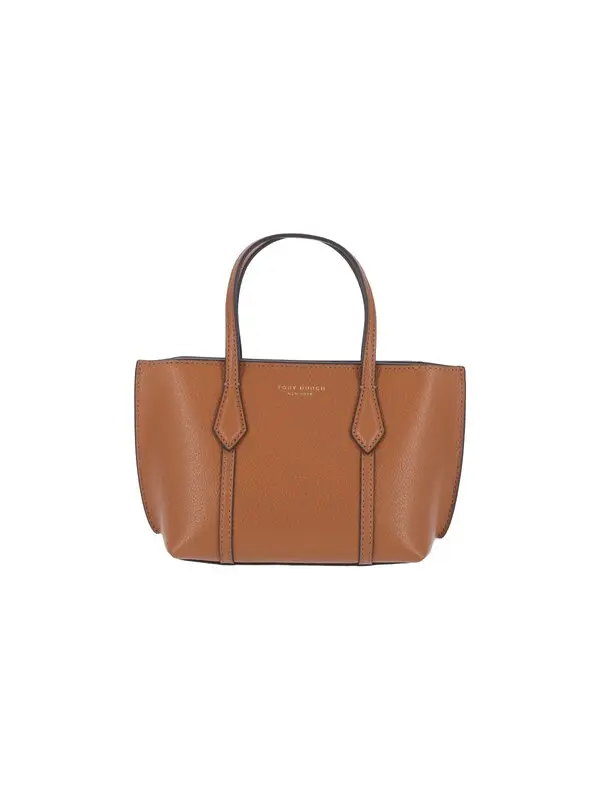 Tory Burch Leather Top Handle Tote Bag - Brown