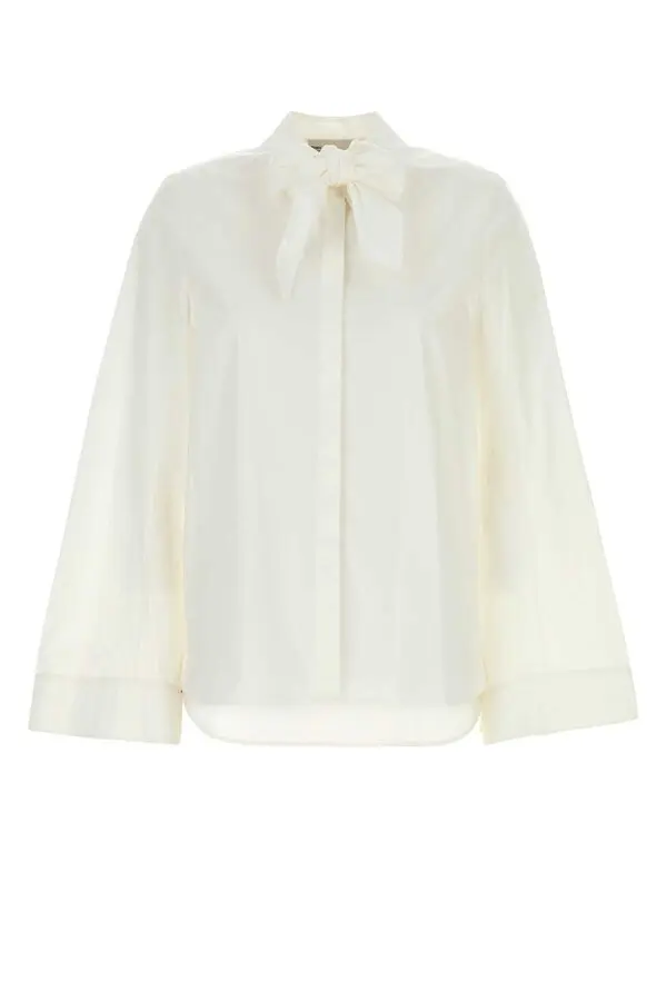 Tory Burch Cotton Bow Tunic Shirt - White