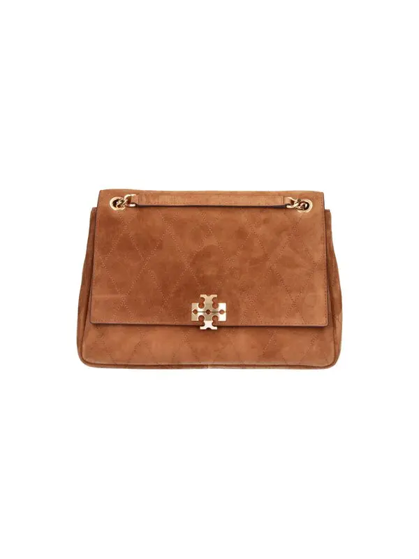 Tory Burch Quilted Suede Shoulder Bag - Brown