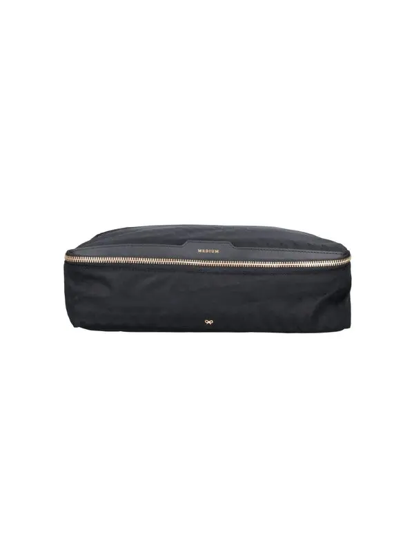 ANYA HINDMARCH Recycled Nylon Handbag With Leather Trim - Black