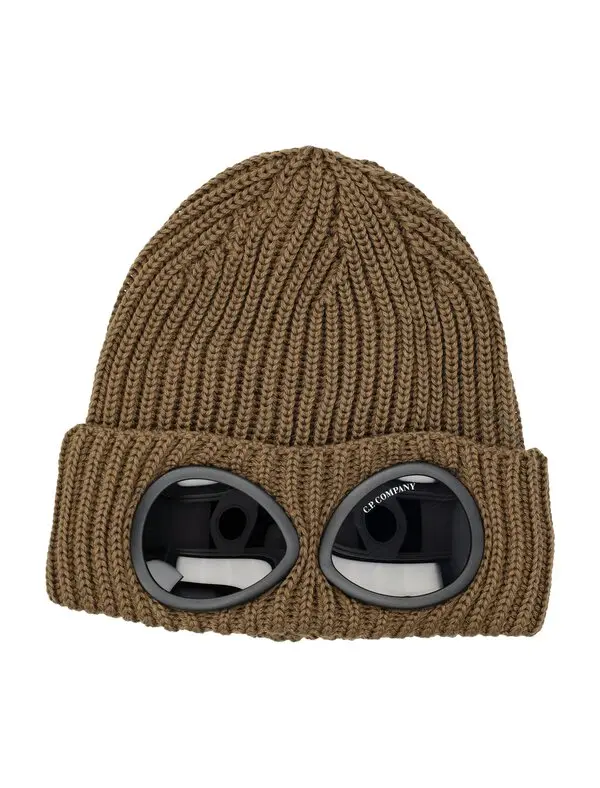 C.P. COMPANY Goggle Detail Knit Beanie - Verde