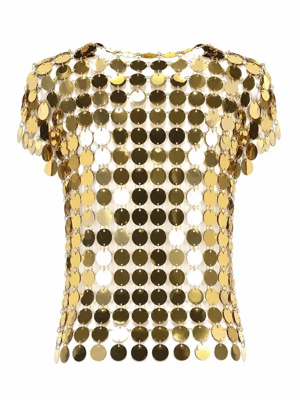 Rabanne Disc Sequin Off-shoulder Top - Gold
