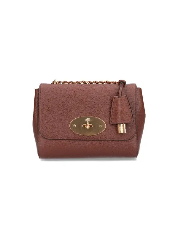 Mulberry Leather Shoulder Bag With Chain Strap - Brown