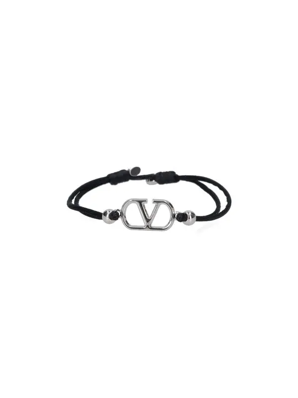 Valentino Garavani V" Logo Bracelet - Black