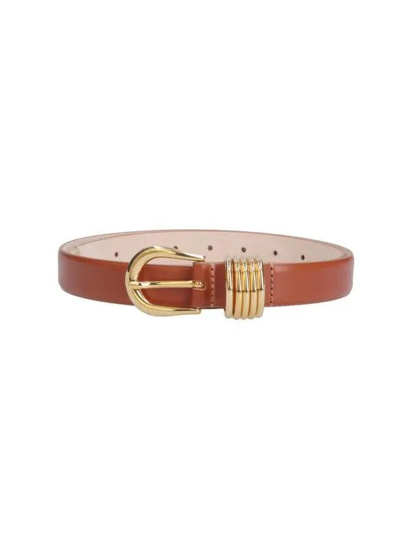 DEHANCHE Genuine Leather Belt With Gold Tone Hardware - Brown