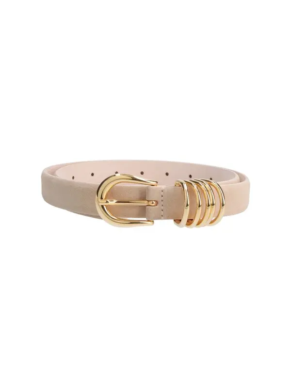 DEHANCHE Leather Belt With Gold Tone Hardware - Beige