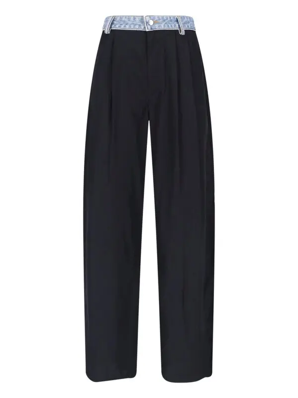Alexander Wang Viscose Trousers With Cotton Trim - Black