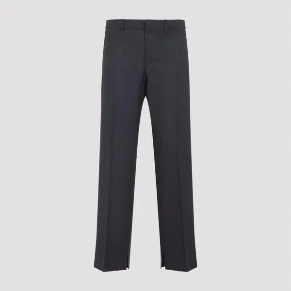 Celine Flared Low-rise Pinstriped Wool Trousers - Grey