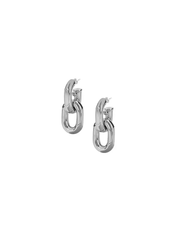Rabanne Sculptural Chain Link Drop Earrings - Silver
