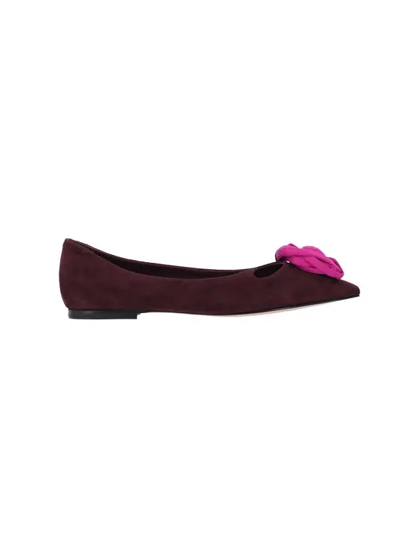 ROGER VIVIER Suede Pointed-toe Ballet Flat With Knot Detail - Violet
