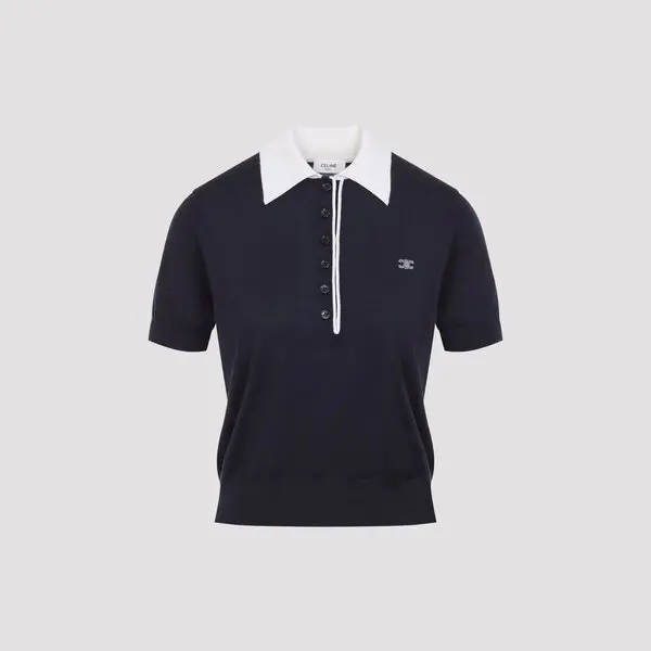Celine Cashmere Silk Polo Sweater - Blue