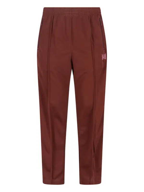 Needles Polyester Trousers With Embroidered Logo - Brown
