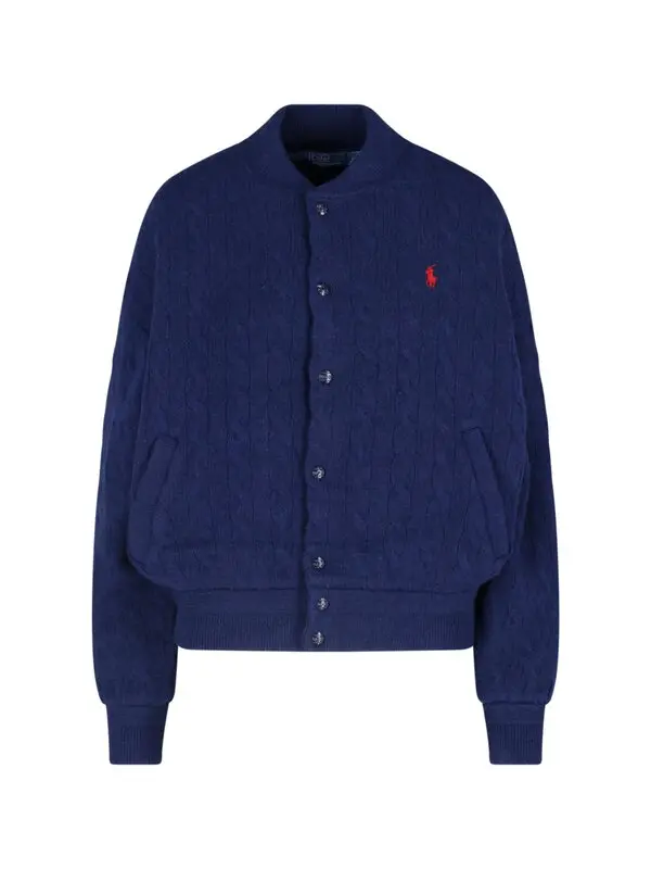 Polo Ralph Lauren Cable Knit Bomber Jacket - Blue