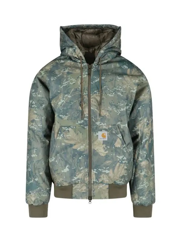 Carhartt Work In Progress Camouflage Print Hooded Zip-up Jacket - Green