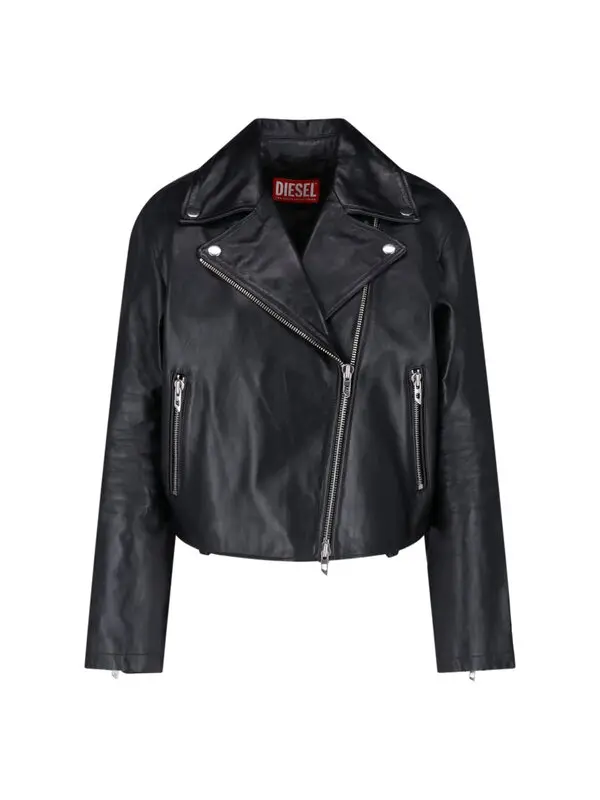 DIESEL® 100% Cowhide Leather Jacket - Black