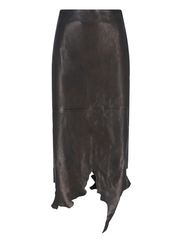 DIESEL® Leather Mini Skirt With Asymmetrical Hem - Black