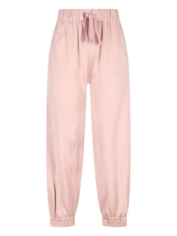SA SU PHI Silk-blend Elasticated Waist Trousers - Pink