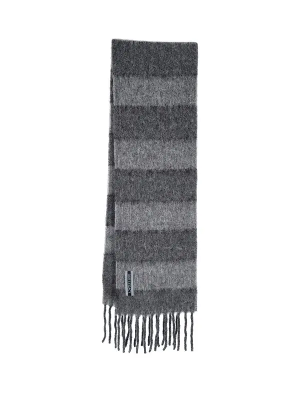Our Legacy Striped Fuzzy Alpaca Scarf - Grey