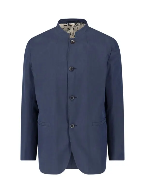 Paul Smith Cotton-lyocell Stand Collar Jacket - Blue
