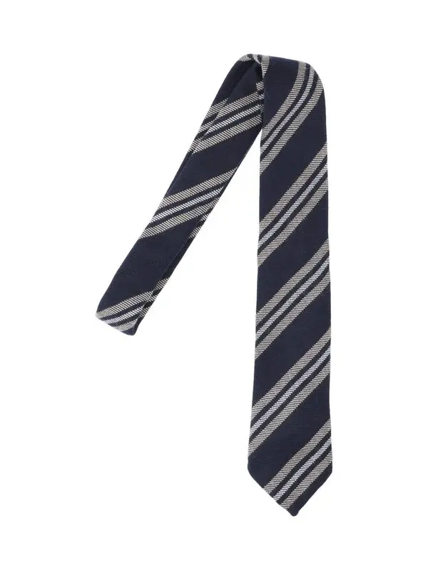 FINAMORE 1925 100% Wool Knit Neck Tie - Blue