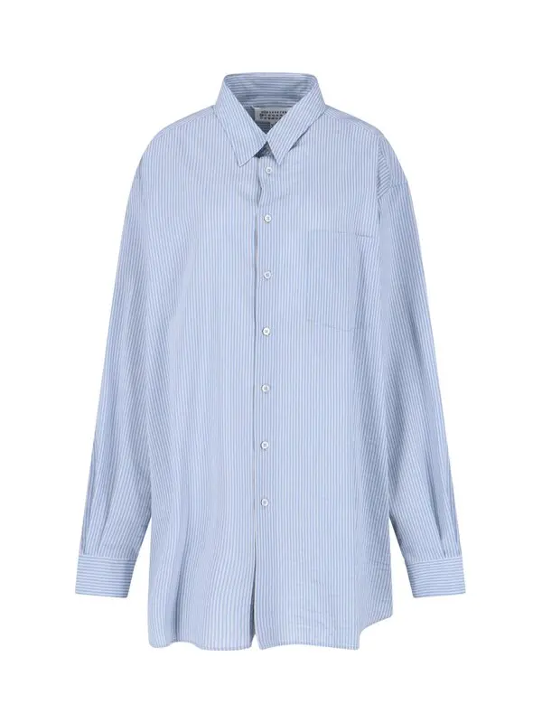 MAISON MARGIELA Cotton-silk Striped Button-up Shirt - Blue