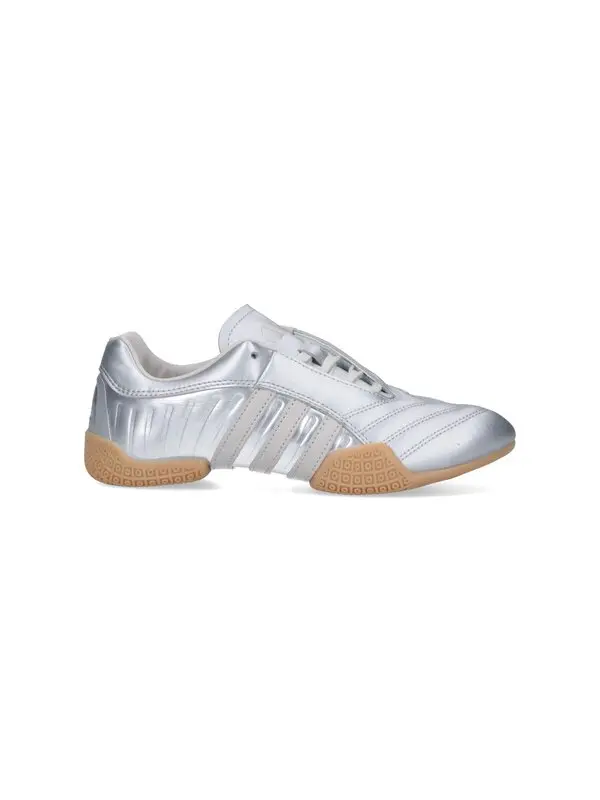 Adidas Leather And Rubber Lace Up Sneakers - Silver