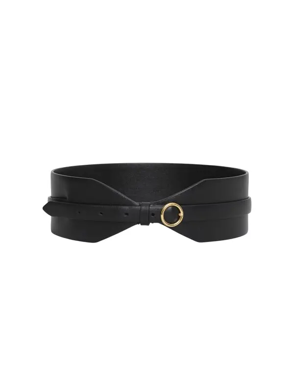 Alaïa Wide Leather Belt With Rounded Buckle - Black