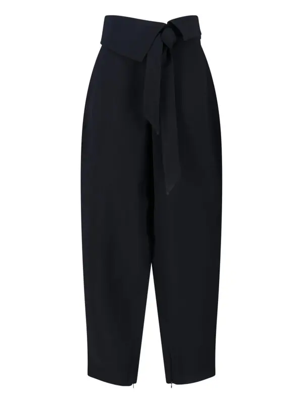 Attico High-waisted Tie-front Wide-leg Tailored Trousers - Black