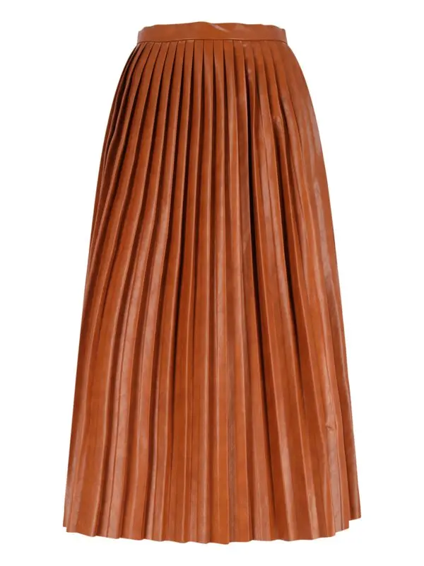 MAISON MARGIELA Pleated Faux Leather Midi Skirt