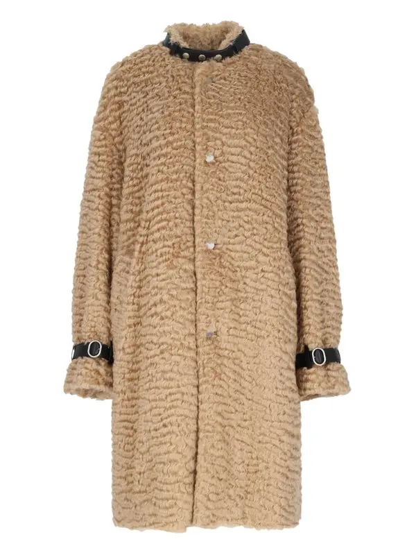 JIL SANDER Mohair & Cotton Jacket With Cowhide Application - Brown