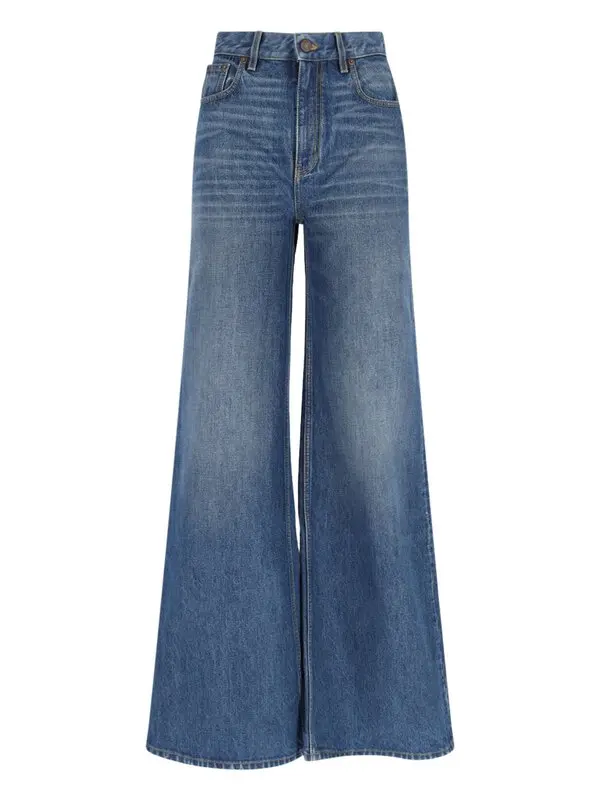 Chloé Cotton Denim Jeans With Calf Leather Patch