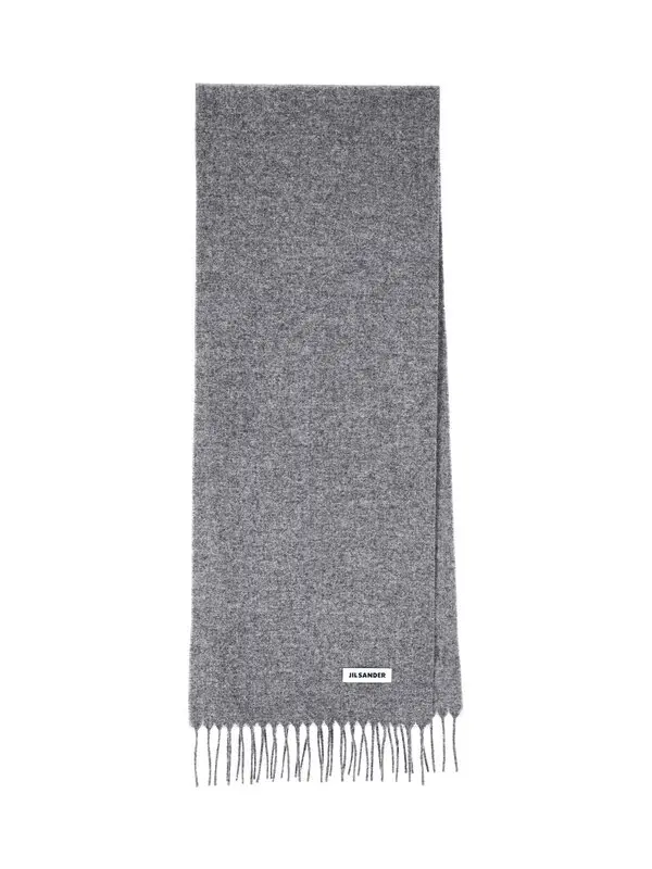 JIL SANDER Fringed Scarf - Grey
