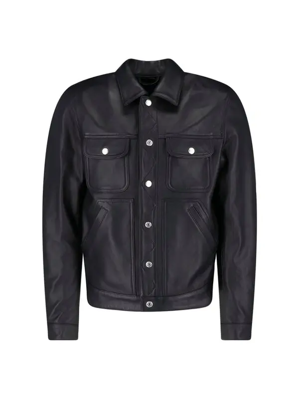 Dsquared2 Leather Logo Trim Jacket - Black