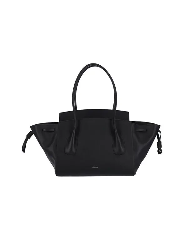 JIL SANDER Leather Tote Bag With Juta & Cotton Lining